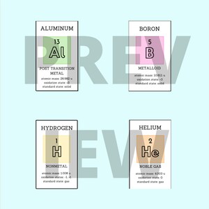 Periodic Table of Elements Chemistry Flashcards~ Printable - Etsy