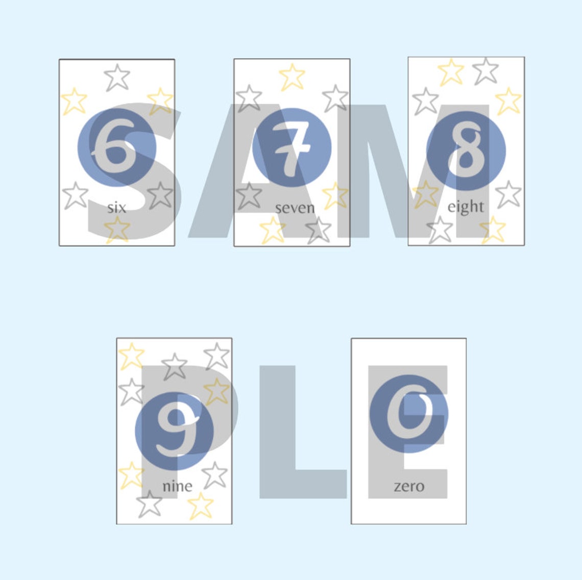 Star Number 0-9 Flashcards Printable - Etsy
