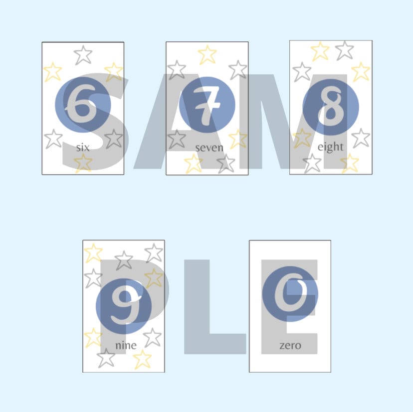 Star Number 0-9 Flashcards~ Printable - Etsy