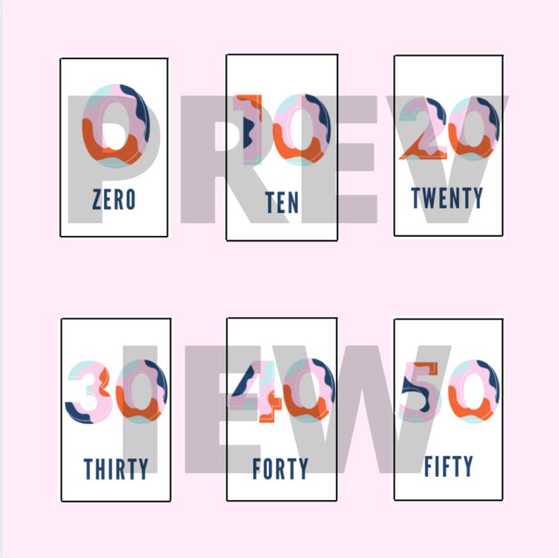 Number 0-100 Flashcards~ Printable - Etsy