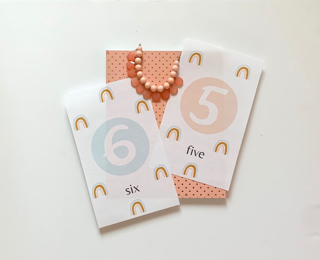 Rainbow Number 0-9 Flashcards~ Printable - Etsy