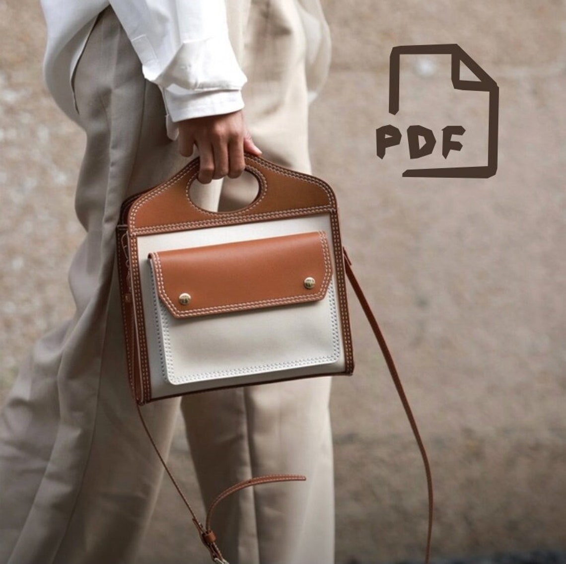 Leather Pocket Woman Bag PDF Pattern Leather Pattern DIY A4 ...