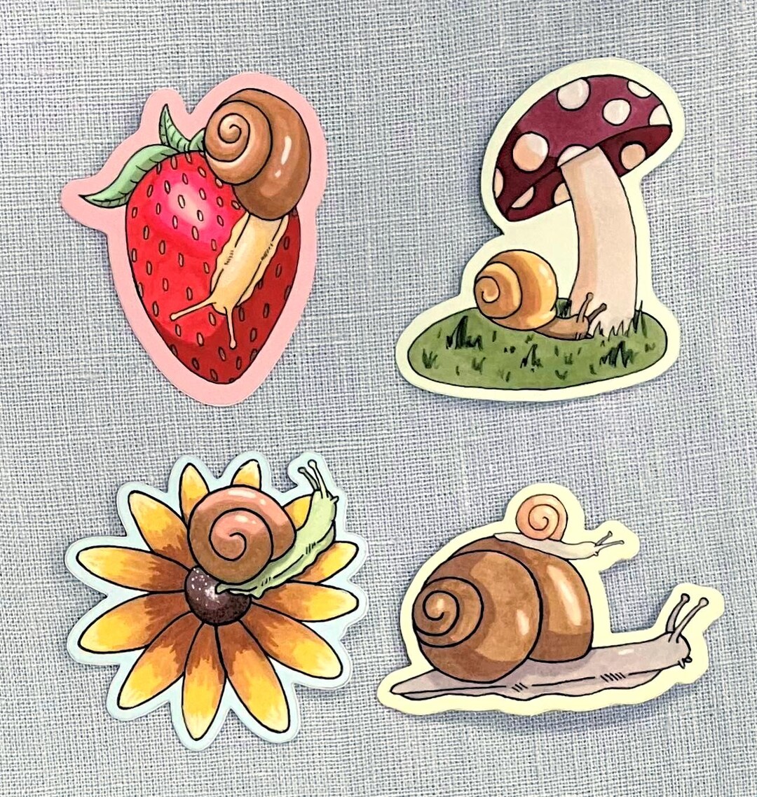 Snail Sticker Set of 4 - Etsy