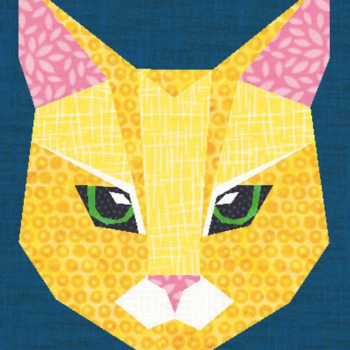 FPP Cat Face Quilt Block | Etsy