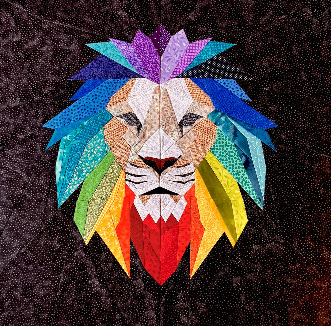 FPP - Rainbow Lion Head Quilt Block - Foundation Paper Piece - Etsy