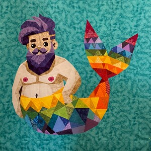 FPP - 55" Rainbow Merman Quilt Block - Foundation Paper Piece Pattern ...