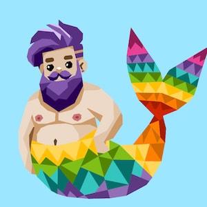 FPP - 55" Rainbow Merman Quilt Block - Foundation Paper Piece Pattern ...