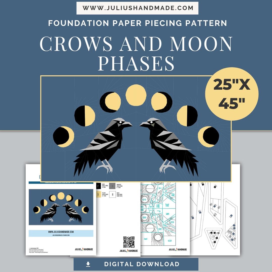 FPP - Crows and Moon Phases Quilt Block - Foundation Paper Piece - Etsy