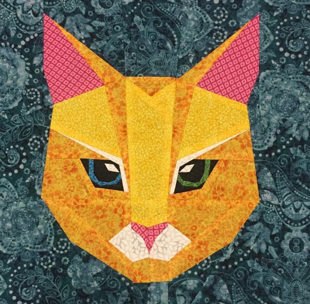 FPP - Cat Face Quilt Block - Etsy