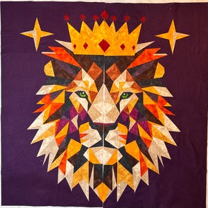 FPP - "the King" - Crowned Lion Quilt Block - Foundation Paper Piece ...