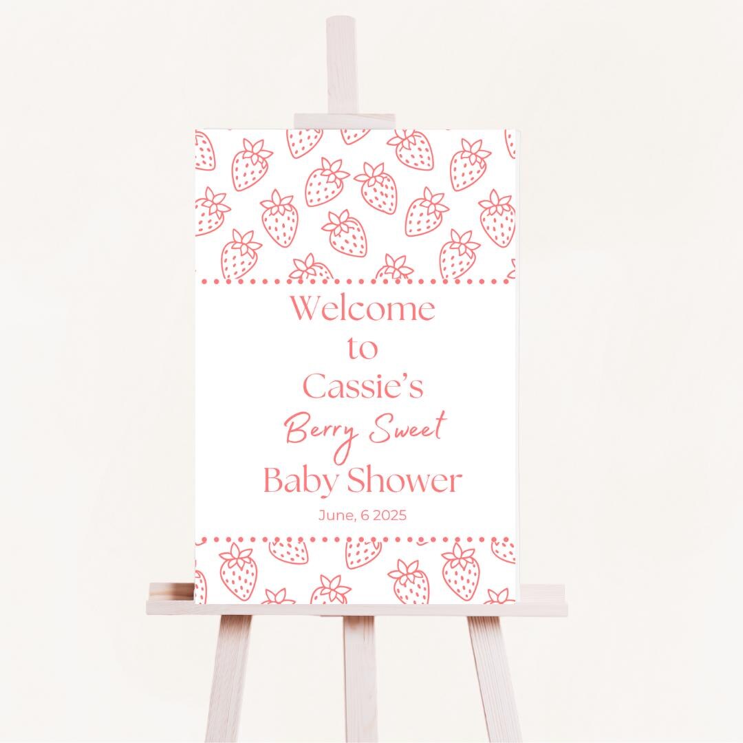 Berry Sweet Baby Shower Welcome Sign. Editable Design. - Etsy