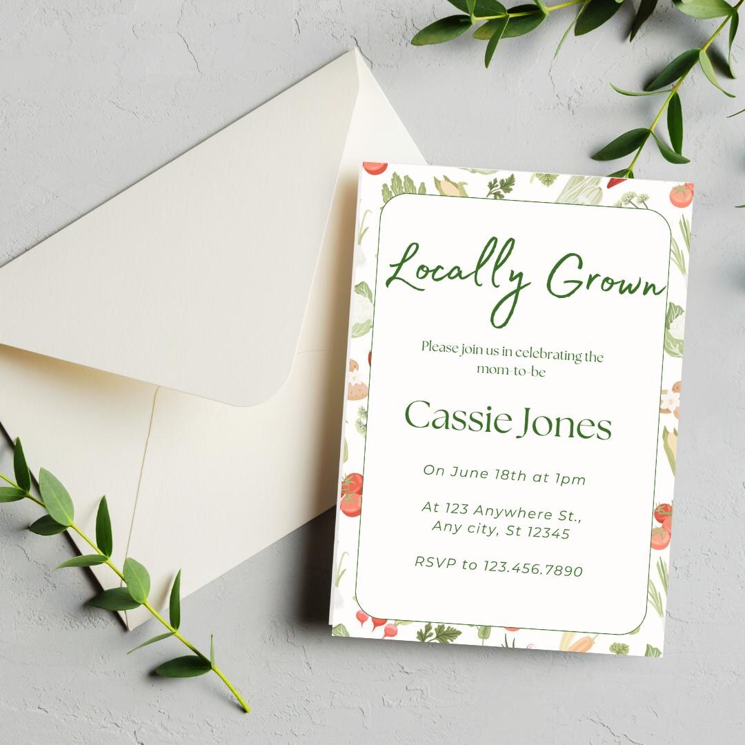 Locally Grown Baby Shower Invitation Editable Template - Etsy