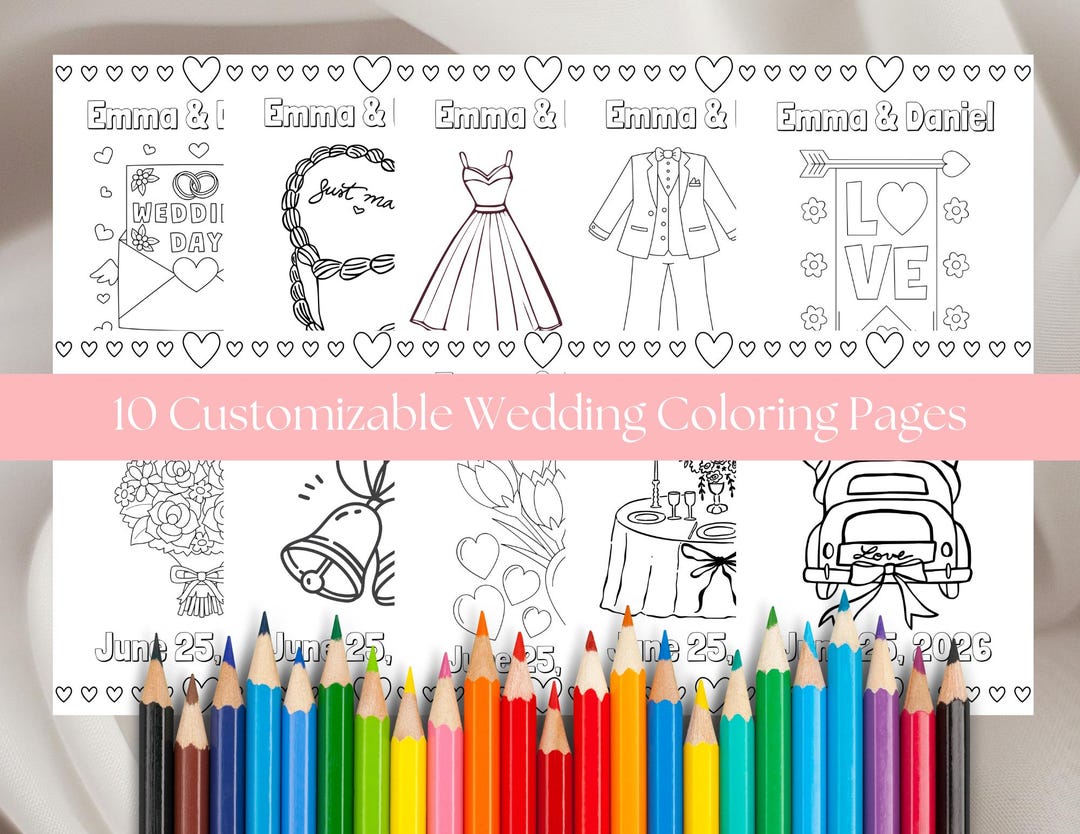 Wedding Coloring Book - Personalized Bridal & Groom Designs, Fun ...