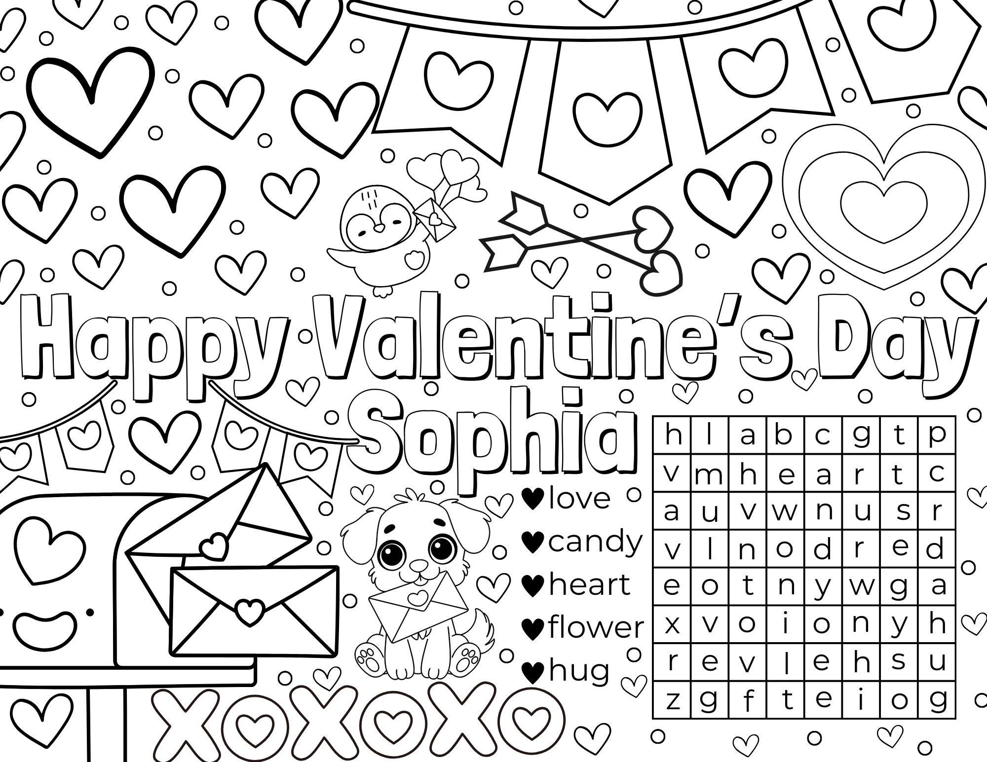 Personalized Coloring Page. Valentine's Day. Customizable Template ...