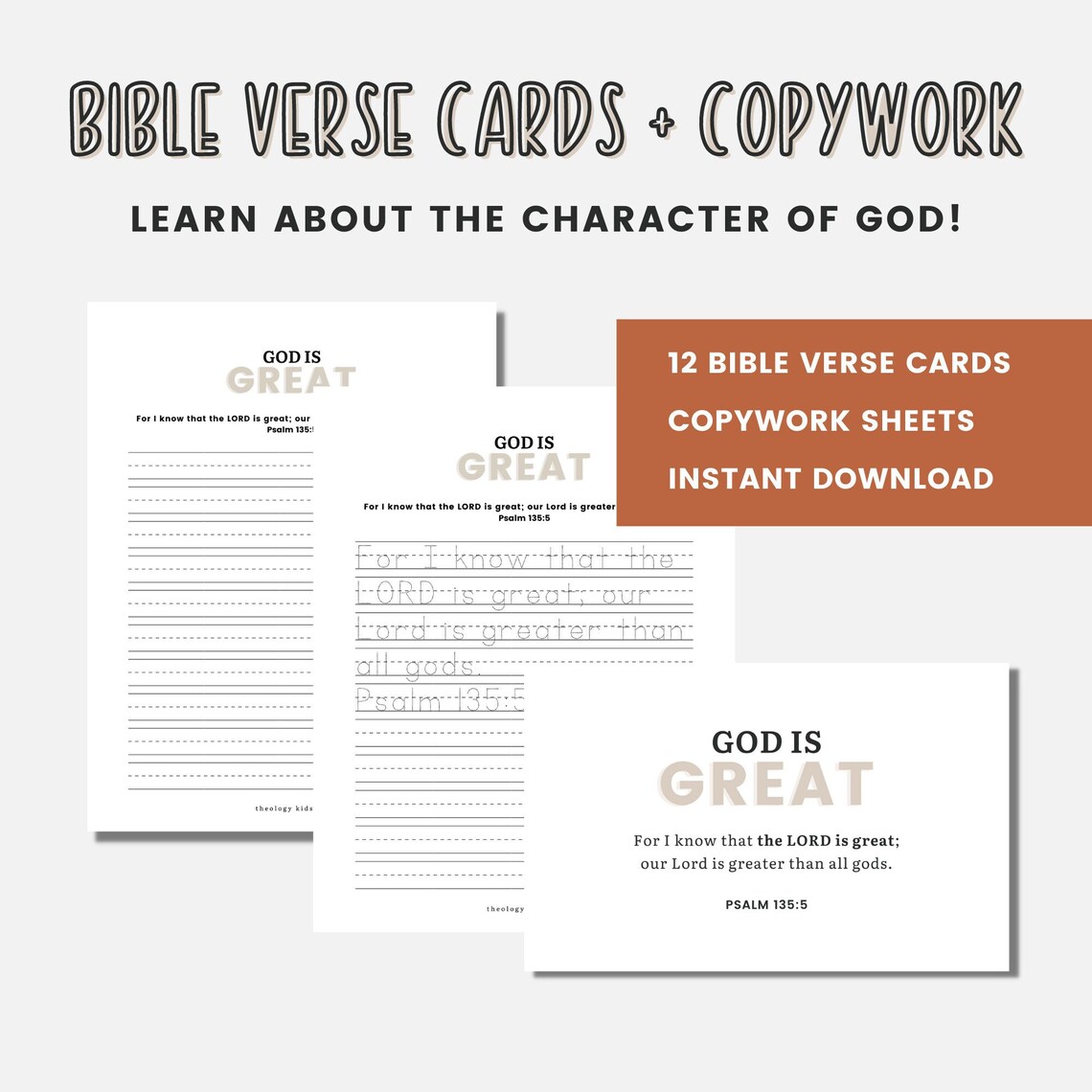 God is Bible Verse Cards + Copywork Sheets Bundle | Modern Kids ...