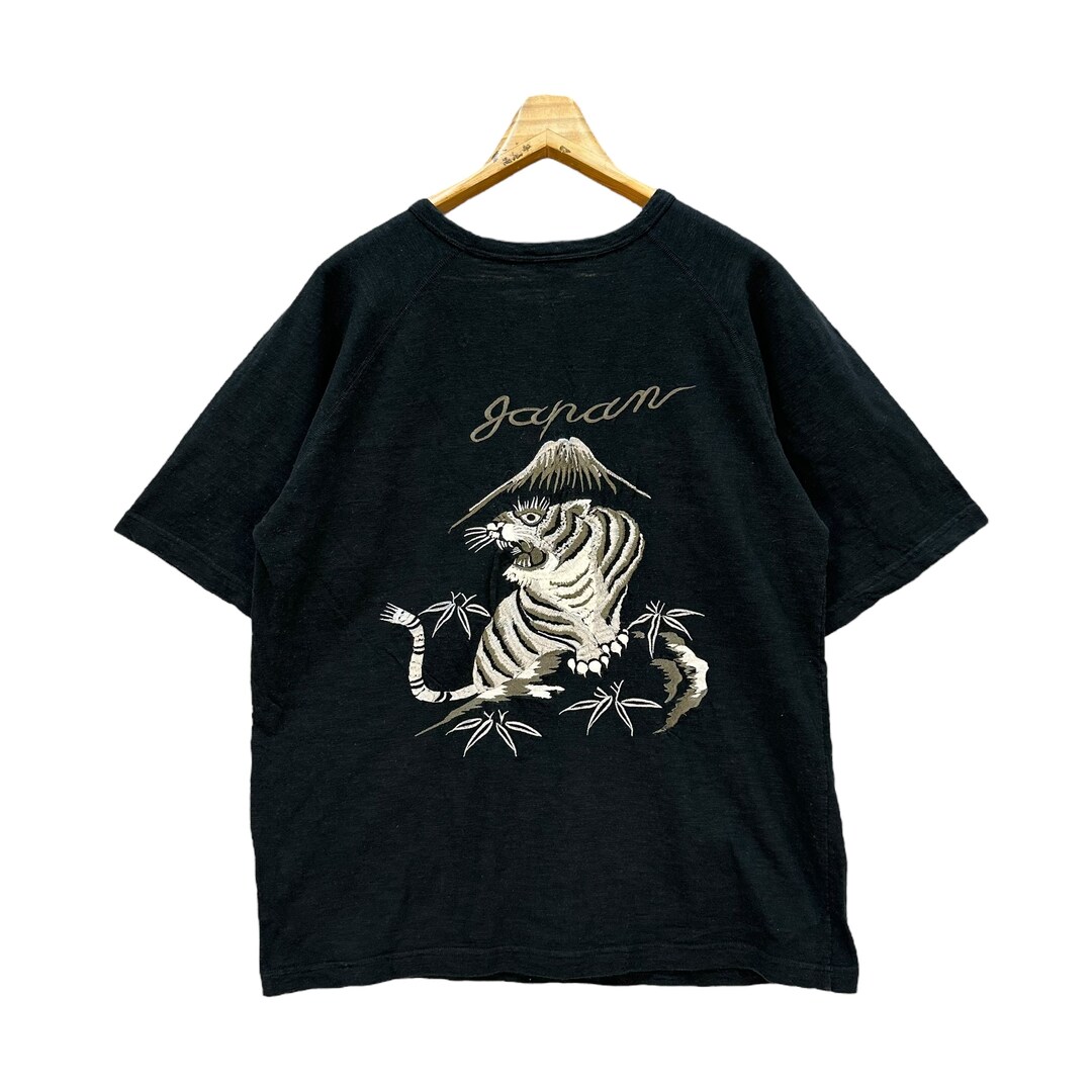 Vintage Japanese Tradition Japan Tiger Embroidery Logo Half Button ...