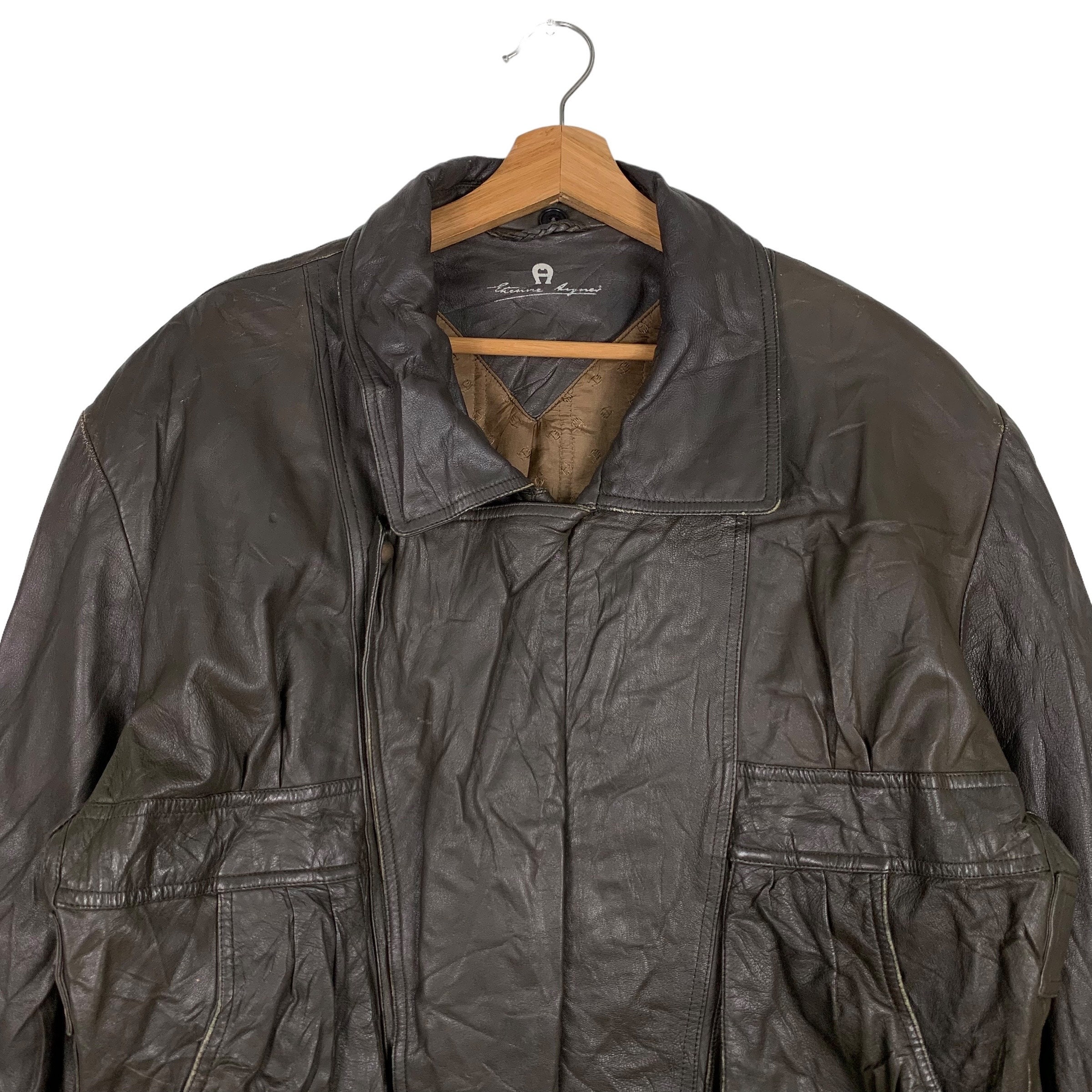 Vintage Eteinner Aigner Leather Jacket Size F48 Casual Jacket Work ...