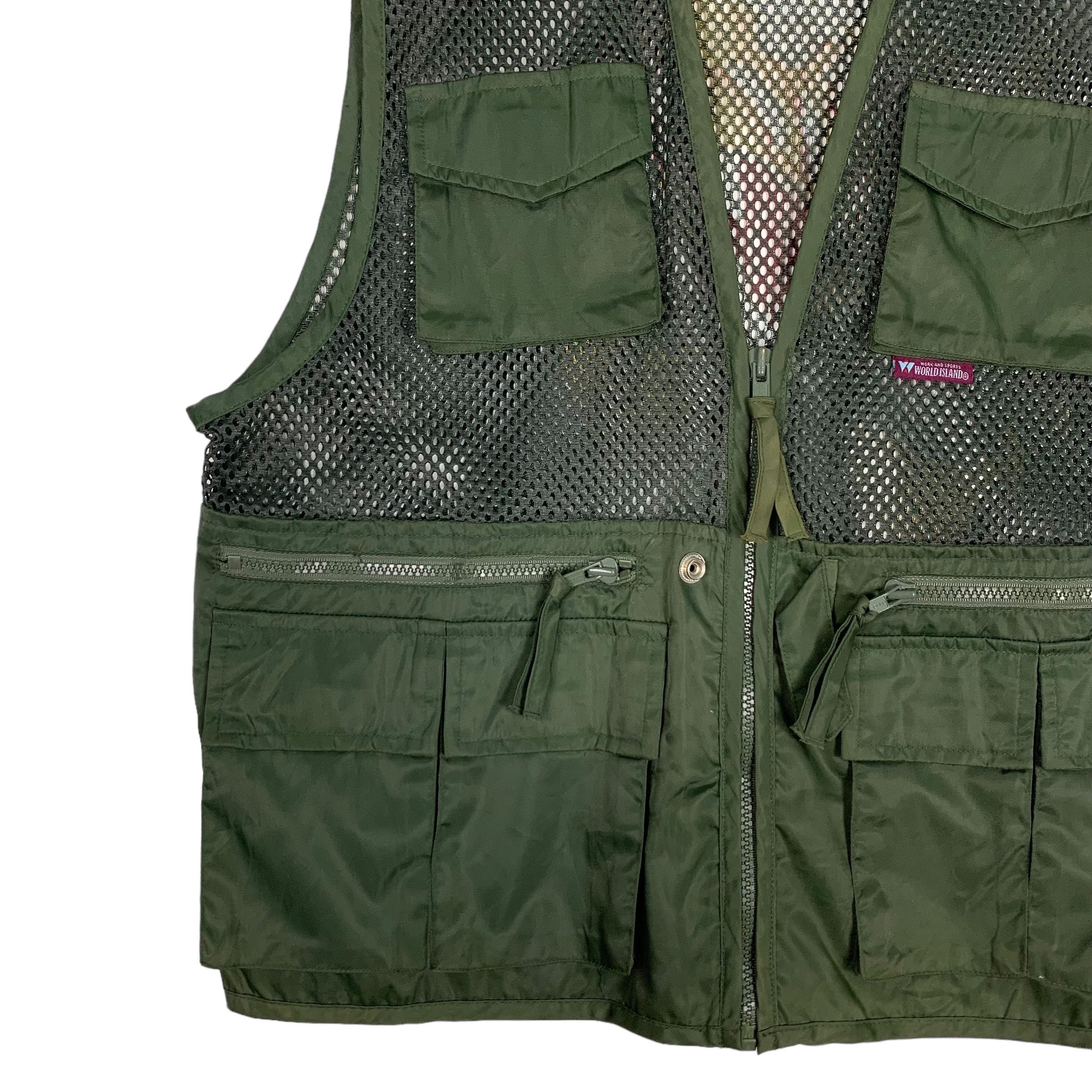 Vintage WORLD ISLAND Tiger Graphic on Back Utility Vest Size L ...