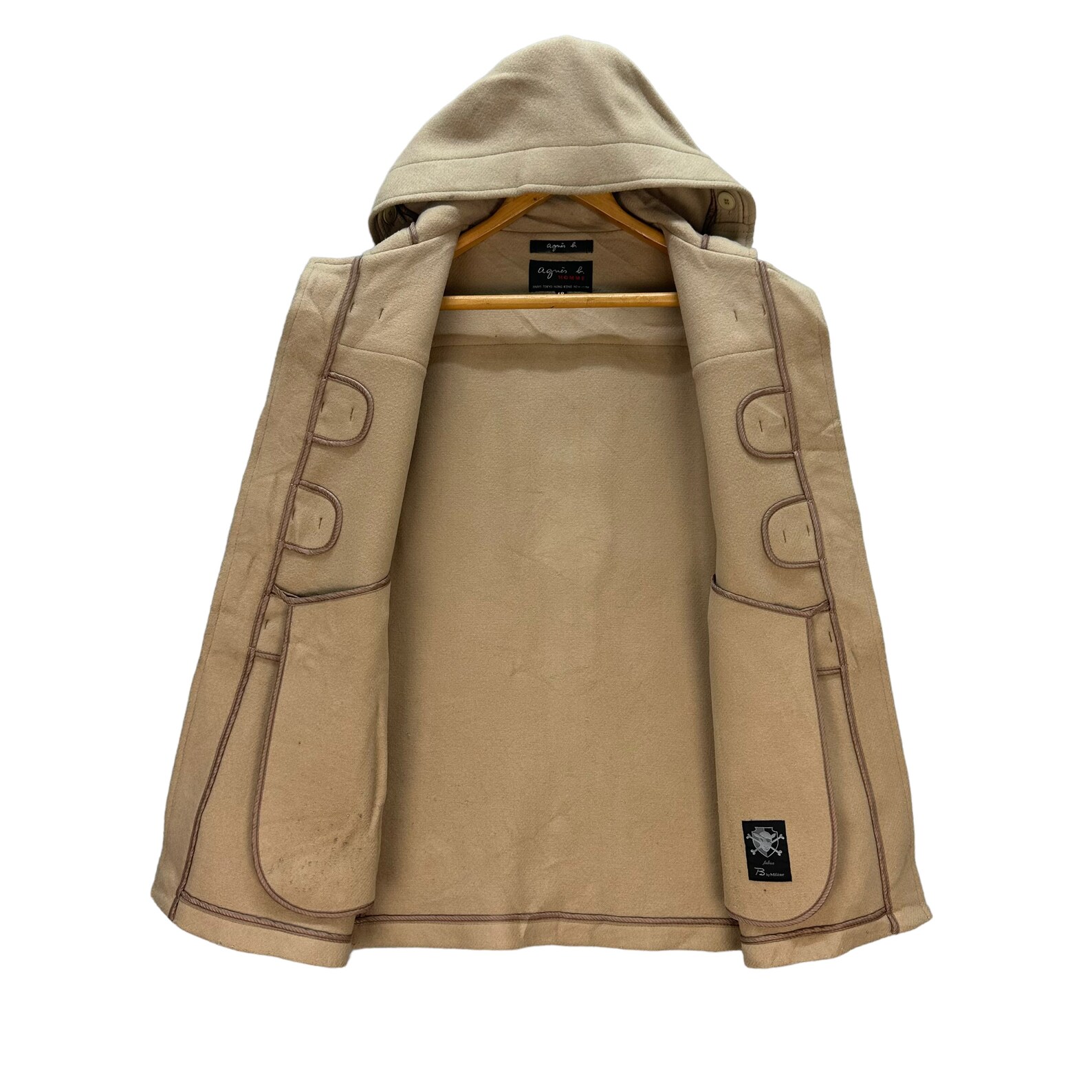 Vintage AGNES B HOMME Made in Japan Fabric by Milior Hooded Duffle Coat ...