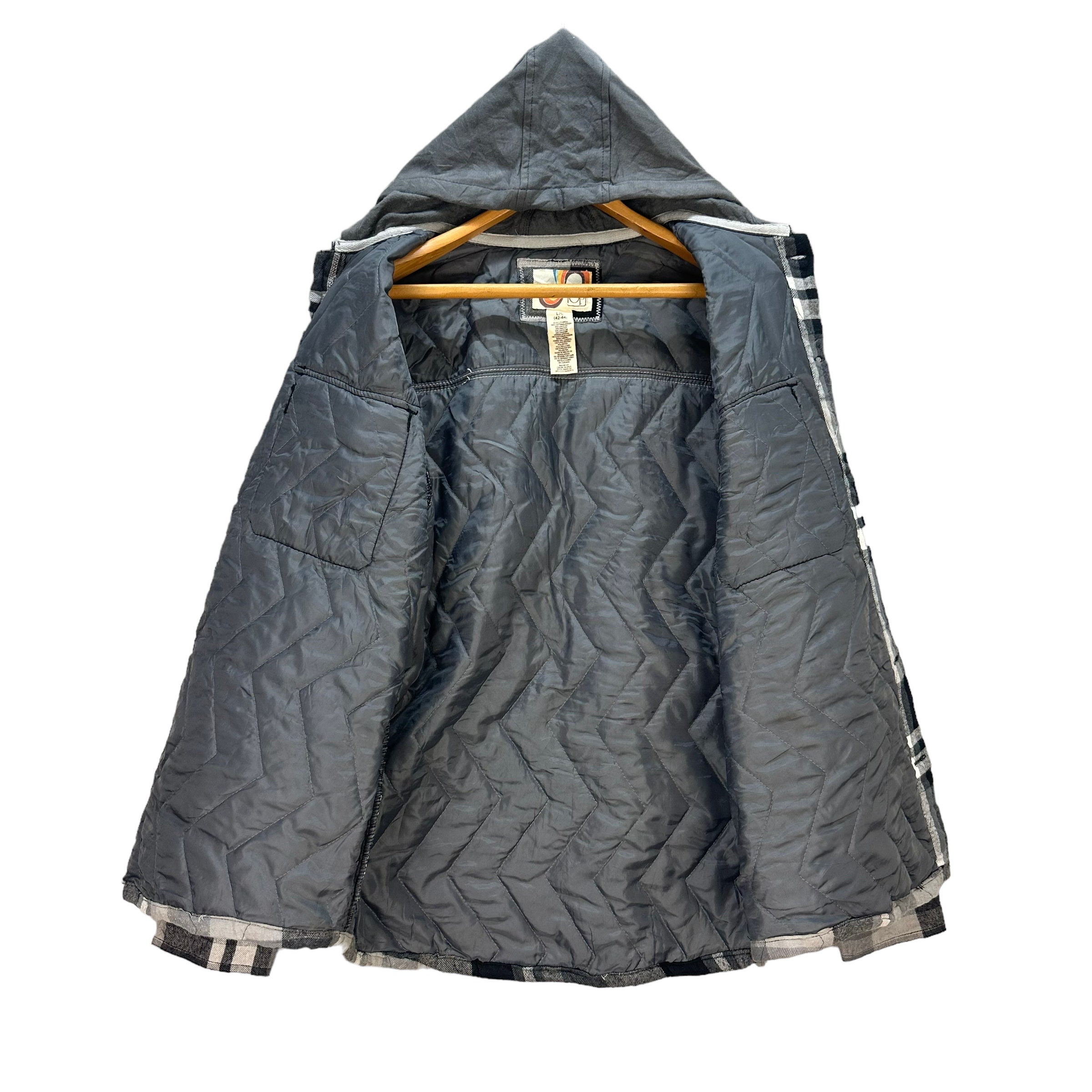 Vintage OCEAN PACIFIC Rare Design Checked Plaid Tartan Hooded Flannel ...