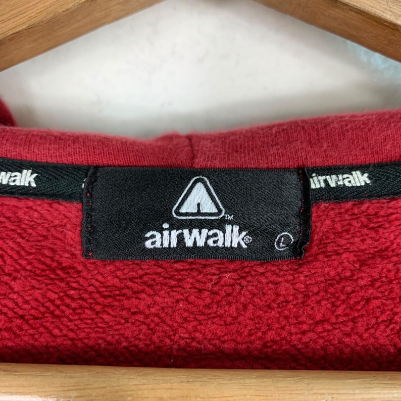 Vintage AIRWALK Big Logo Red Zipper Hoodies Sweatshirts Size L #0705 ...
