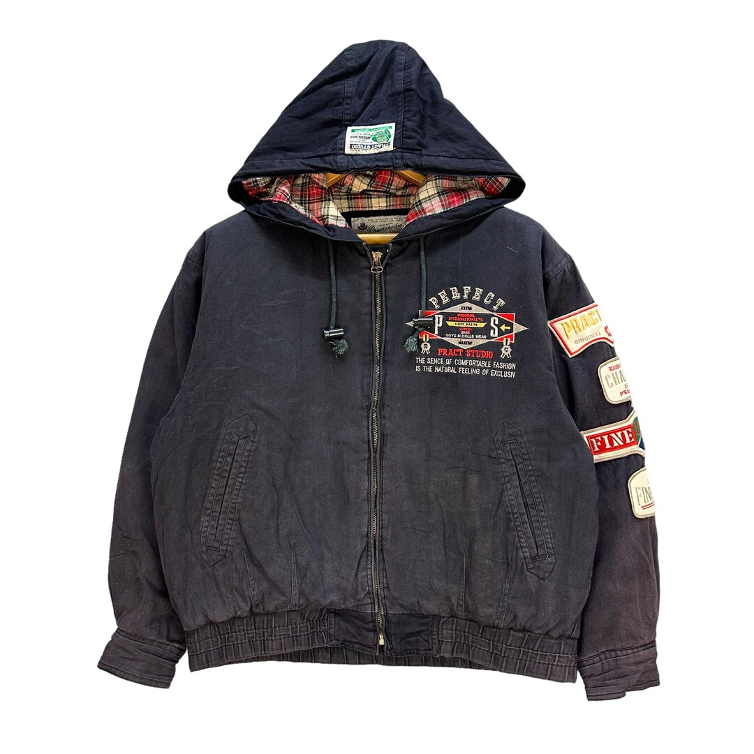 Vintage PRACT STUDIO Patches Logo Hoodie Jacket Size M Japanese Brand Work Worker Jacket A16 ...
