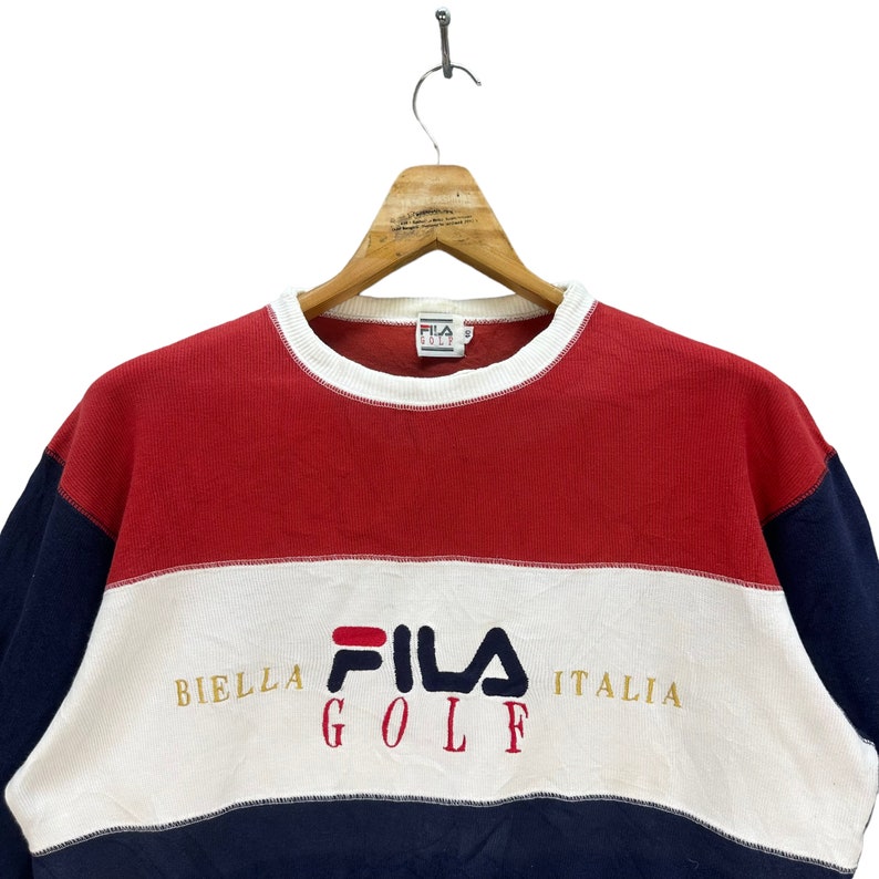 Vintage 90's FILA GOLF Embroidery Big Logo Colorblock Crop Sweatshirts ...