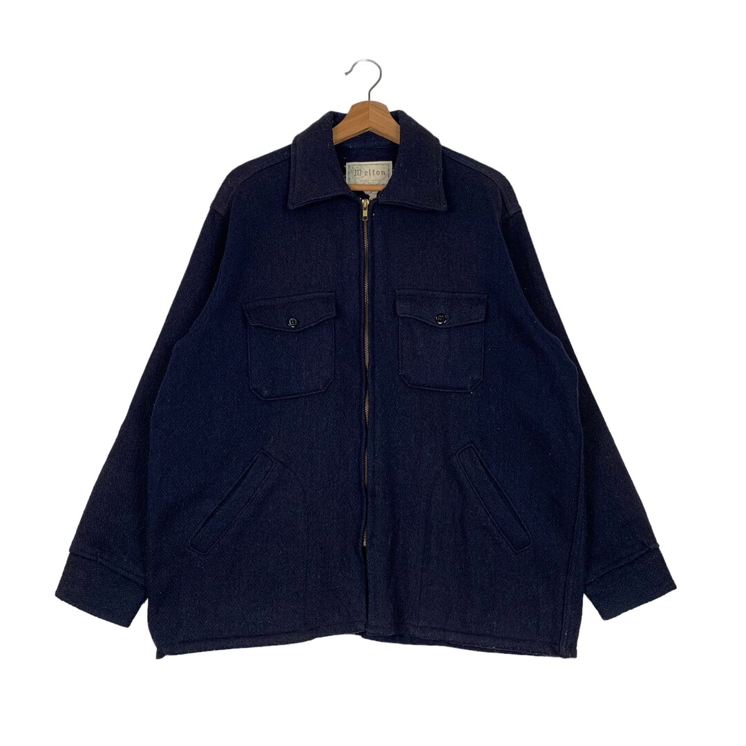 Vintage MELTON Made in USA Outer Wear Four Pocket Wool Jacket Size XL ...
