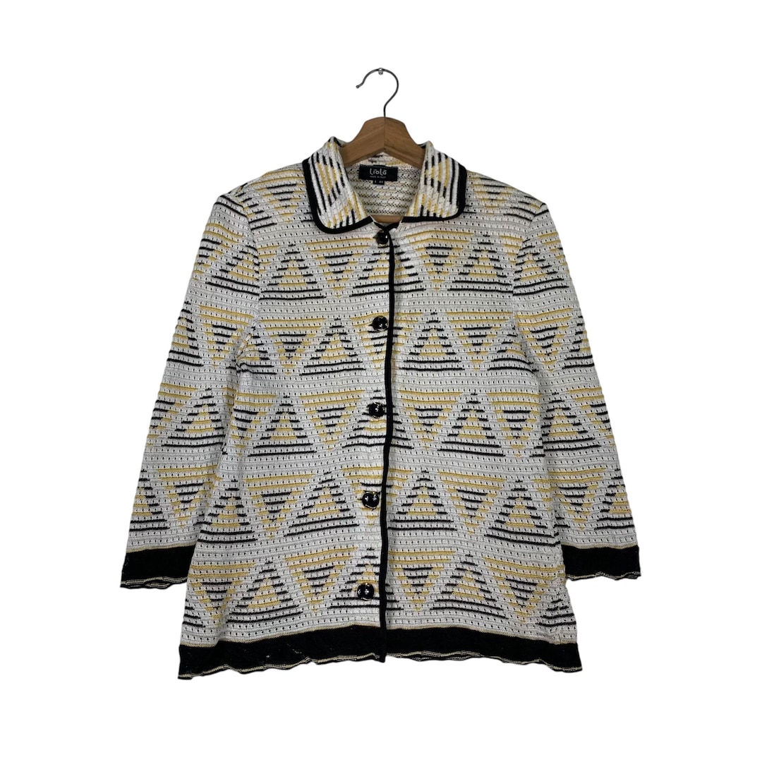 Vintage LIOLA Made in Italy Triangle Logo All Over Button Jacket Women ...