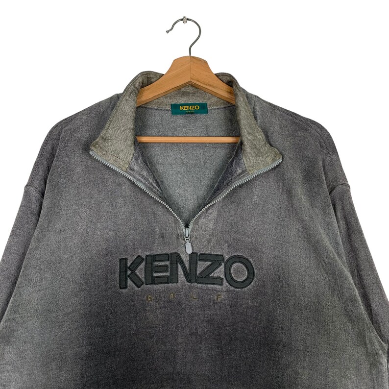 Vintage Trashed KENZO Golf Embroidery Big Logo Half Zip Pullover Sweater Size 4 #0410-C19 - Etsy