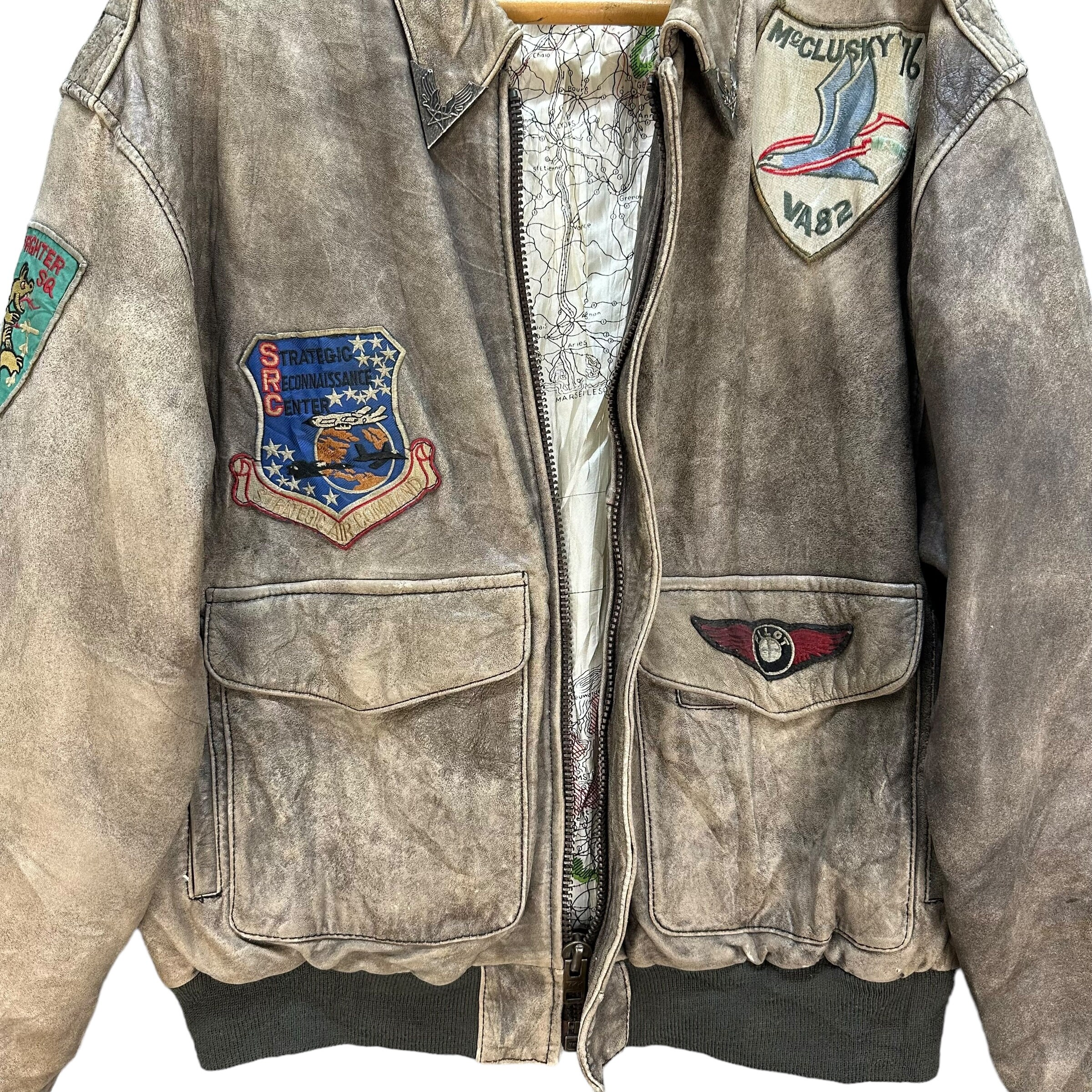 Vintage 70's Trashed USN US Army Type A2 Leather Flight Jacket Size M ...