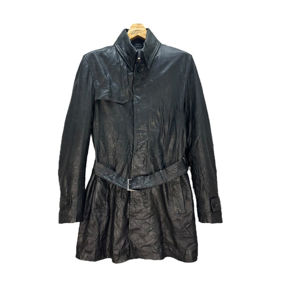 Vintage TORNADO MART Avant Garde Polyester Leather Overcoat Vintage TORNADO MART Avant Garde Polyester Leather Overcoat