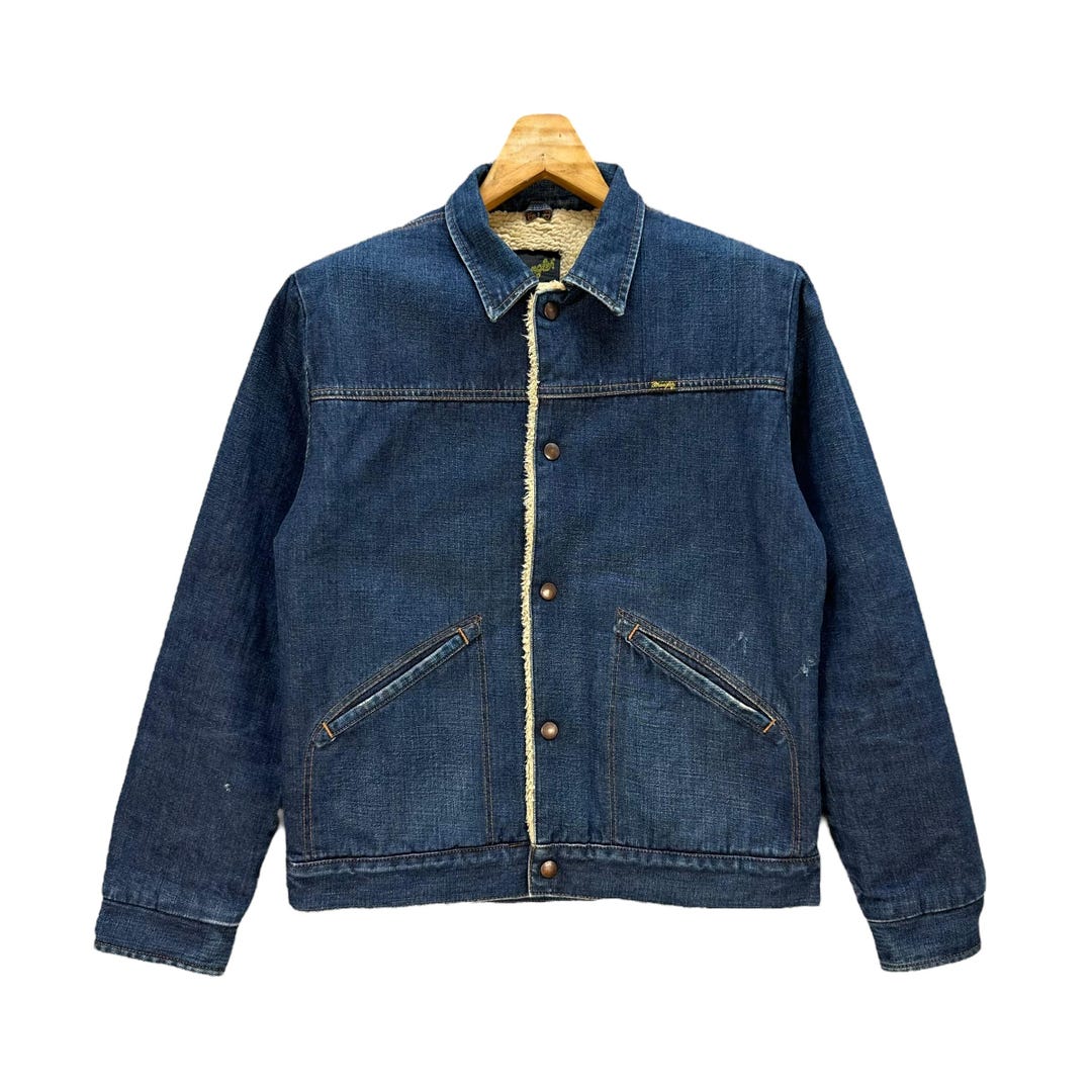 Vintage Wrangler Sherpa Lined Denim Jacket Size M Jean Jacket A27-0622 ...