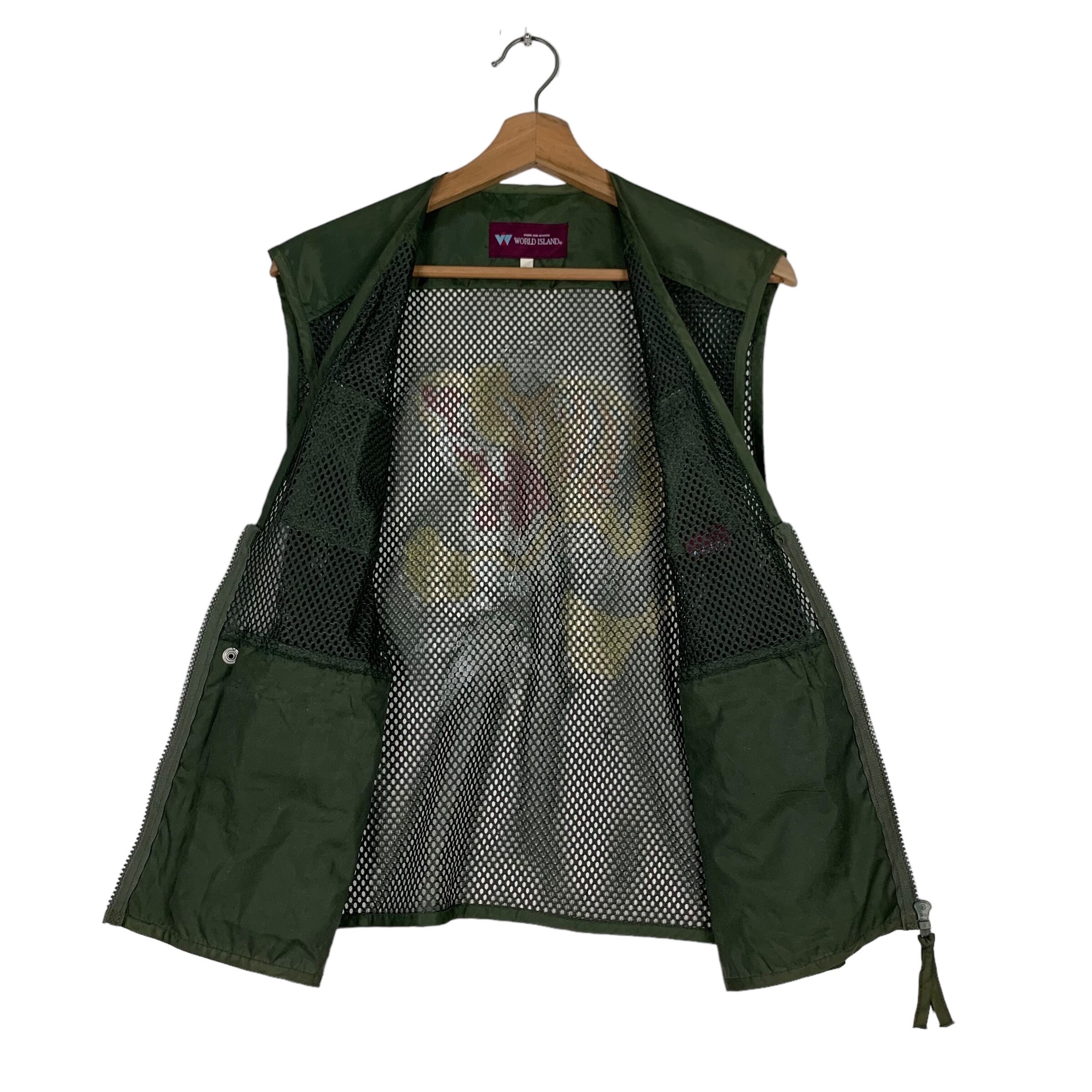 Vintage WORLD ISLAND Tiger Graphic on Back Utility Vest Size L ...