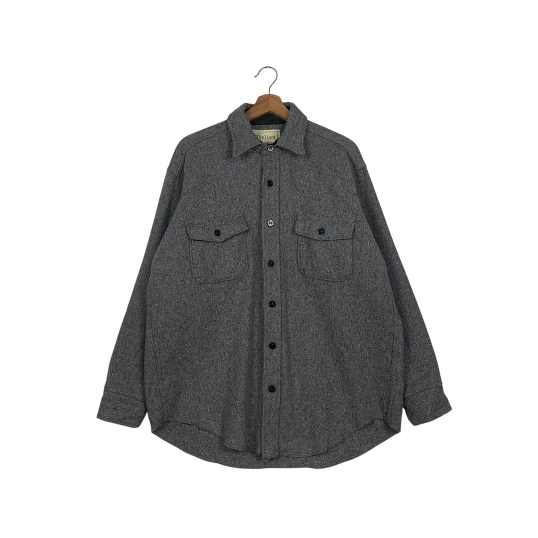 Vintage MELTON Made in Usa Outerwear Wool Gray Flannel Men's Size L ...