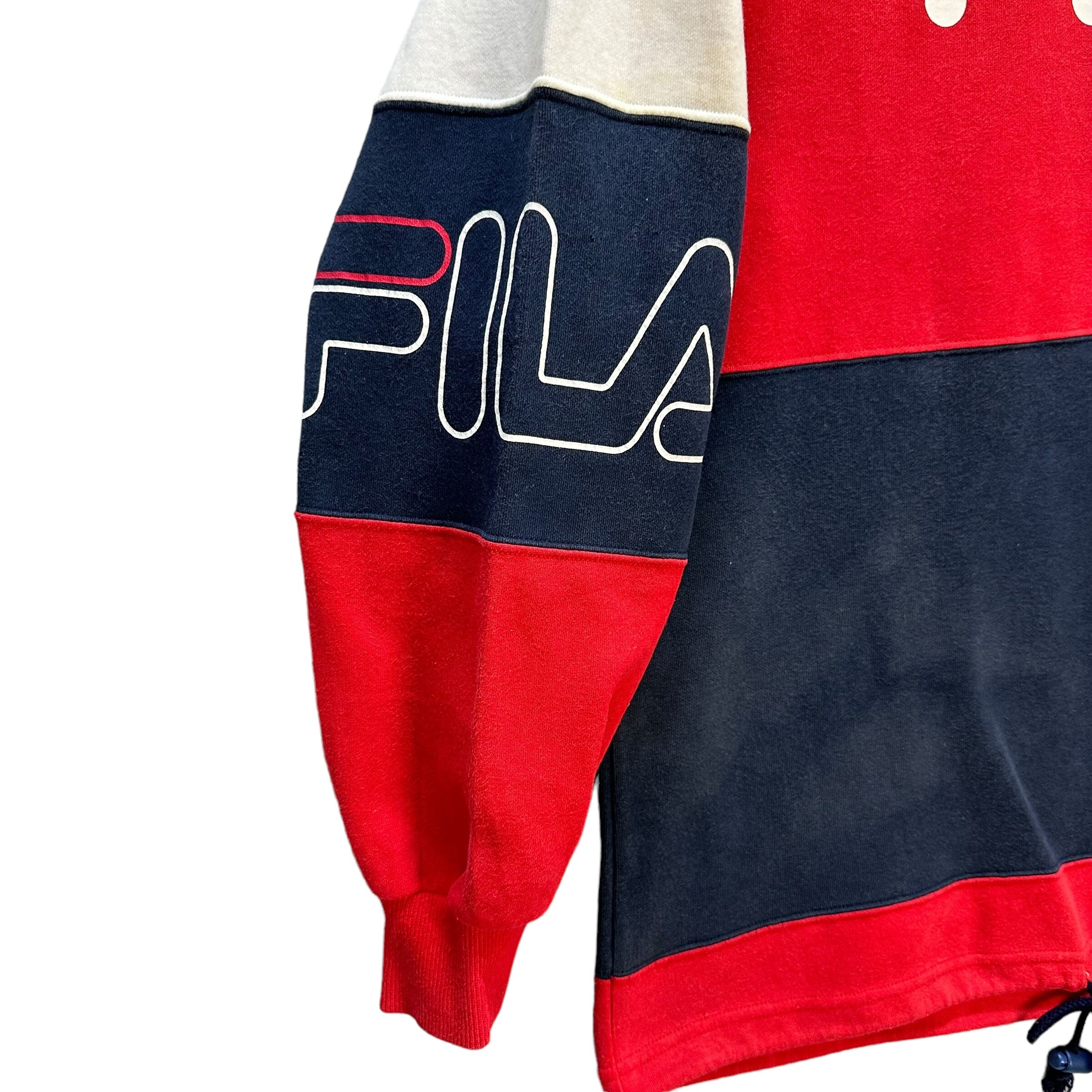 Vintage FILA Big Logo Colorblock Pullover Hoodies Sweater Jumper Size M ...