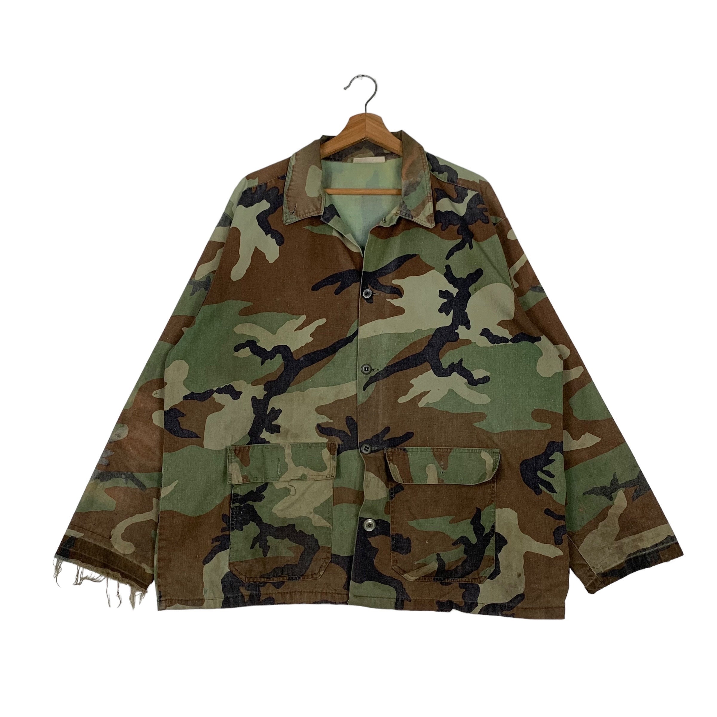 Vintage Military Army Camo Field Jacket Size XL Hunting Jacket #0291 ...
