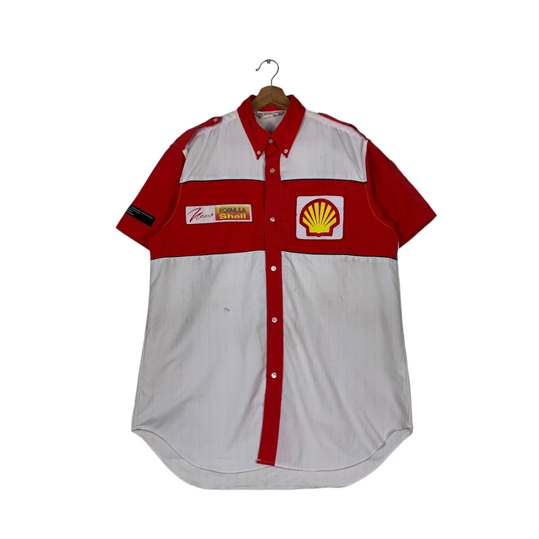 Vintage Formula SHELL F1 Work Shirt Men's Size L Worker Uniform Shirt ...