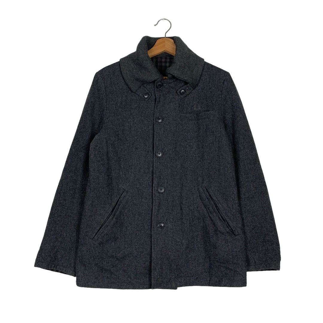 Vintage FRED PERRY Reversible Checked Wool Casual Jacket Size S Jp Mod ...