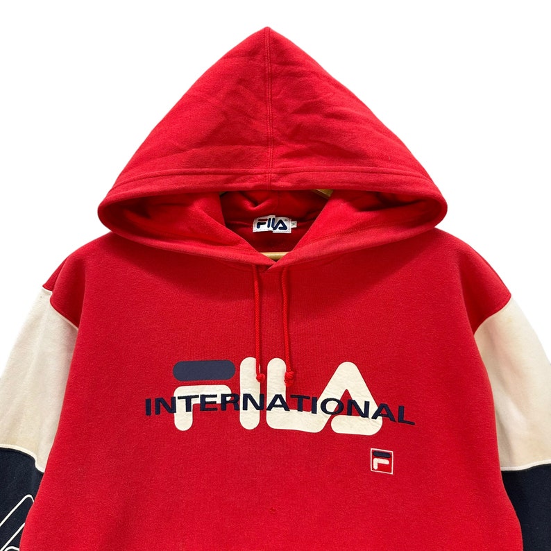 Vintage FILA Big Logo Colorblock Pullover Hoodies Sweater Jumper Size M ...