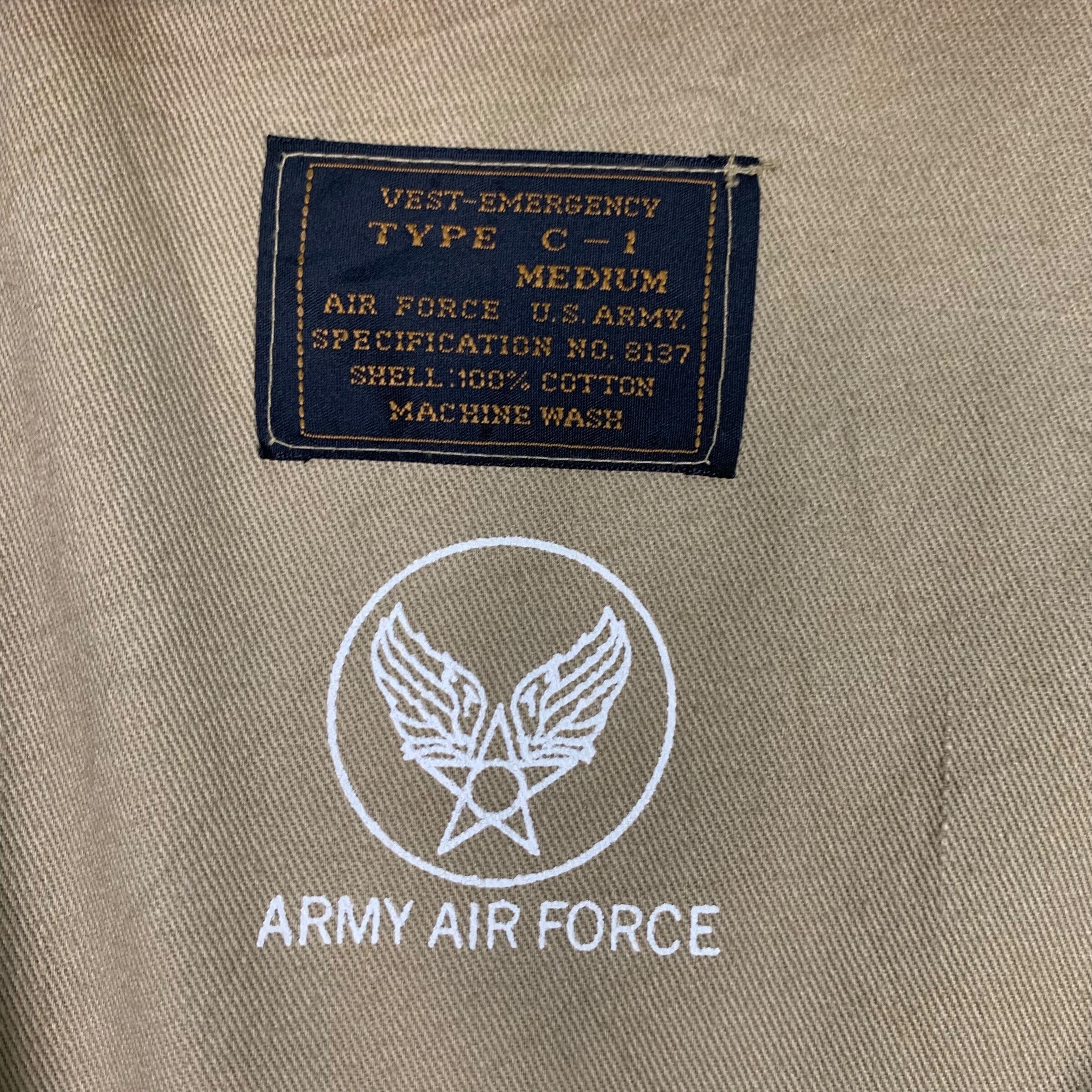 Vintage US Army Air Force Type C-1 Emergency Vest Size M Utility Multi ...