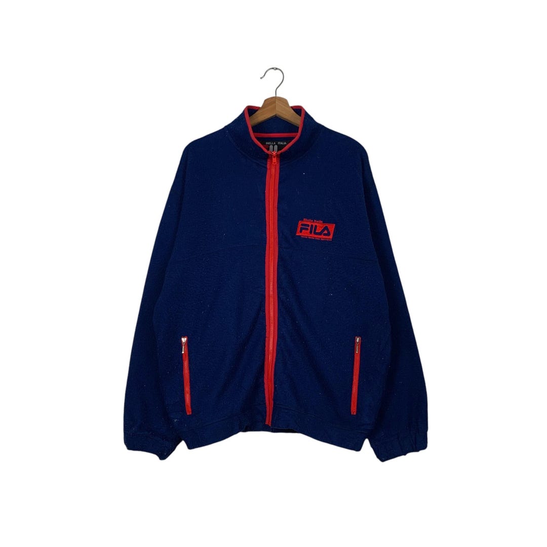 Vintage 90's FILA Embroidery Logo Turtleneck Blue Zipper Fleece Jacket ...