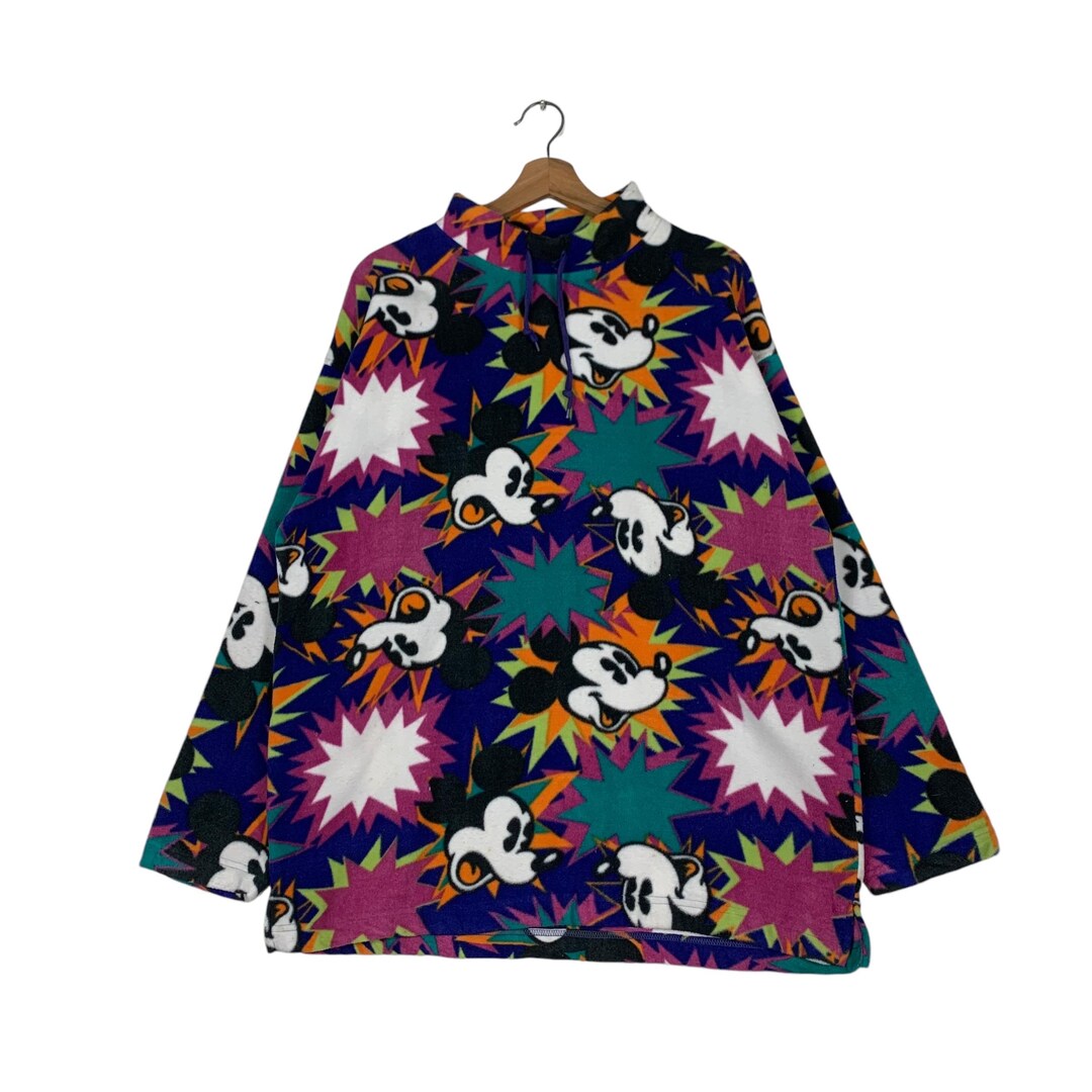 Vintage Tokyo Disneyland Mickey Mouse All Over Print Pullover Fleece ...