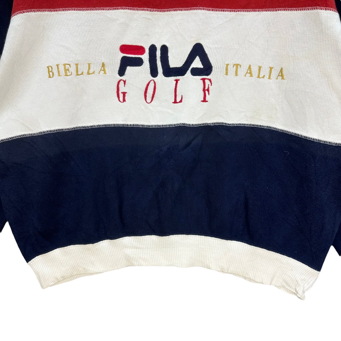 Vintage 90's FILA GOLF Embroidery Big Logo Colorblock Crop Sweatshirts ...