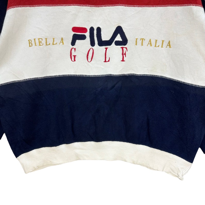 Vintage 90's FILA GOLF Embroidery Big Logo Colorblock Crop Sweatshirts ...
