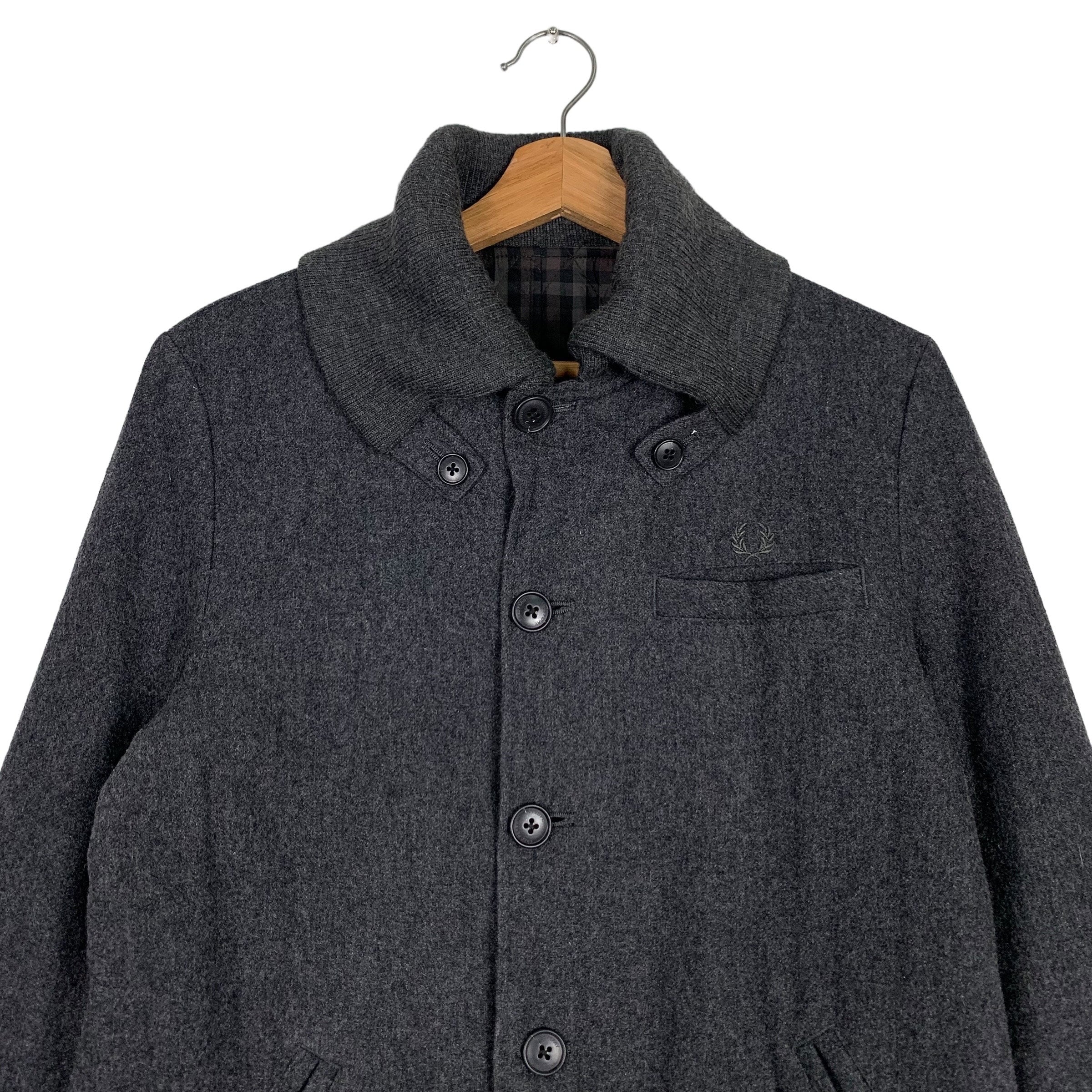 Vintage FRED PERRY Reversible Checked Wool Casual Jacket Size S Jp Mod ...