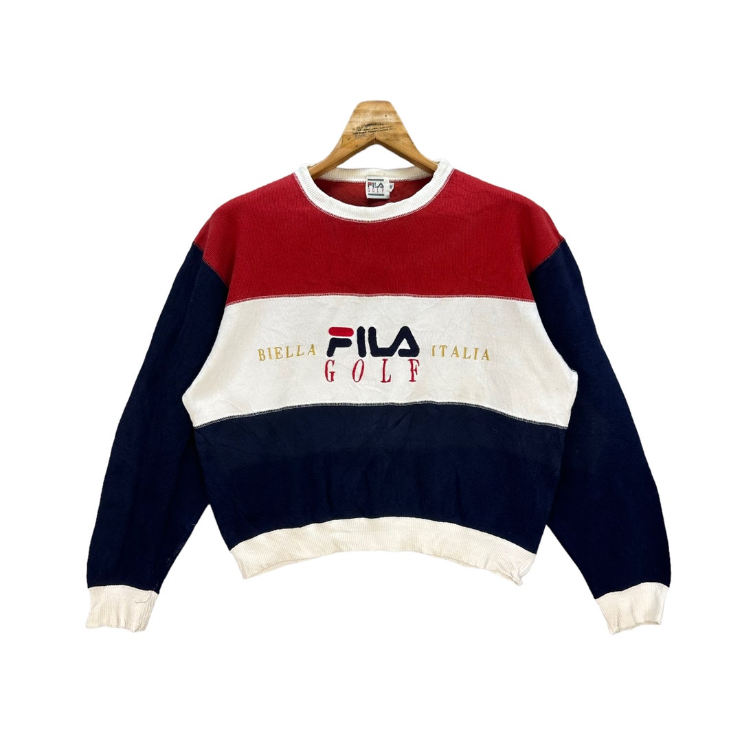 Vintage 90's FILA GOLF Embroidery Big Logo Colorblock Crop Sweatshirts ...