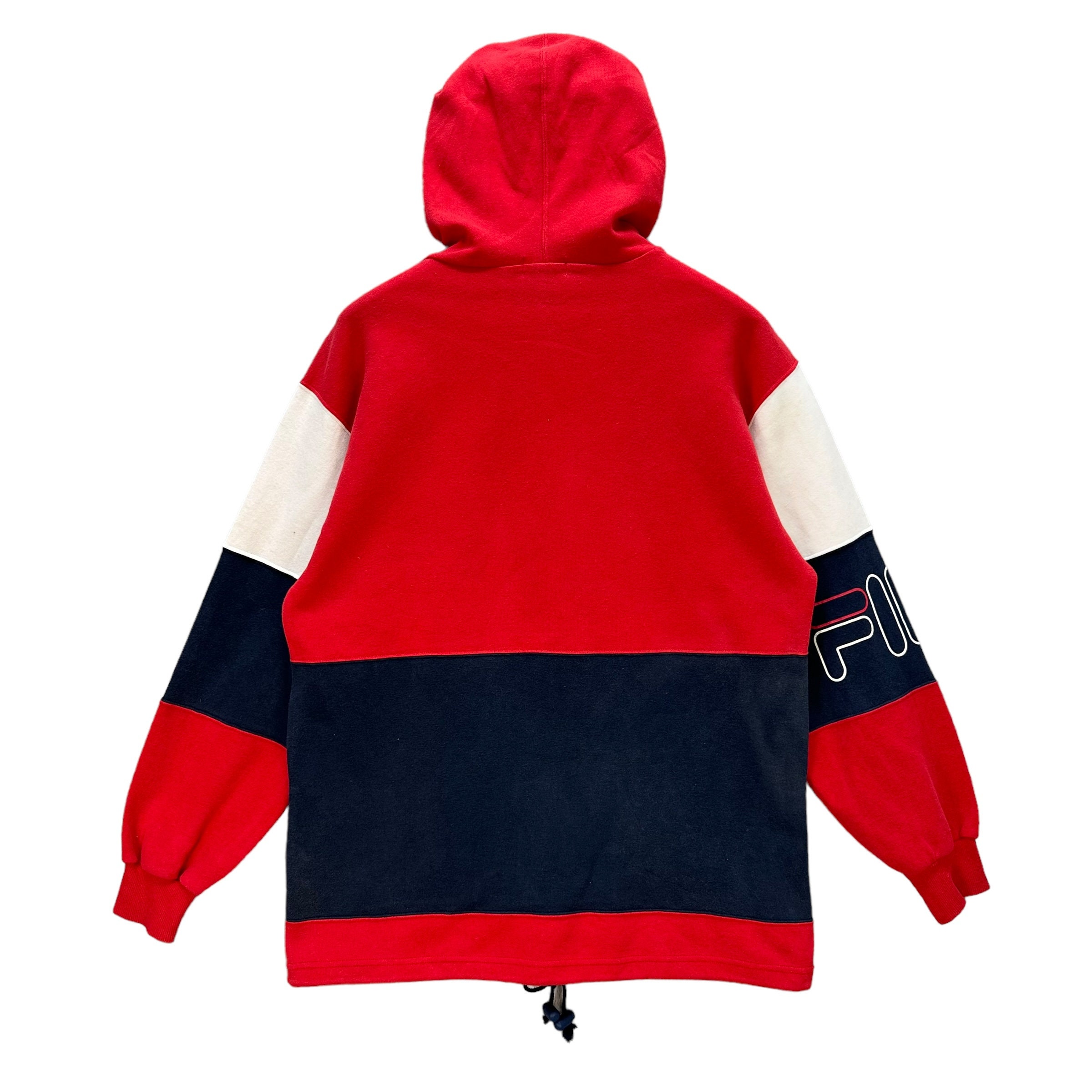 Vintage FILA Big Logo Colorblock Pullover Hoodies Sweater Jumper Size M ...