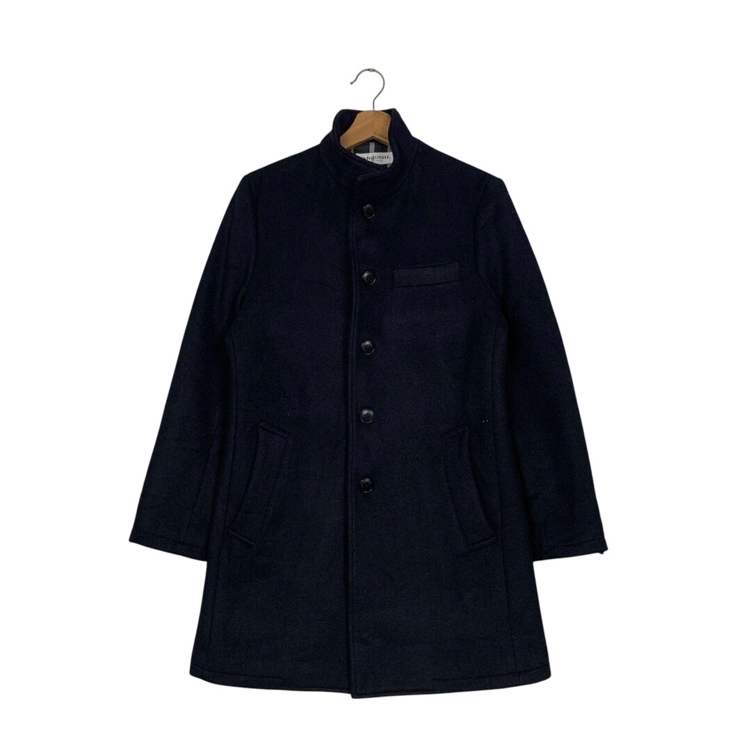 Vintage VANQUISH Tokyo Longline Wool Coat Stand up Collar Jacket With ...