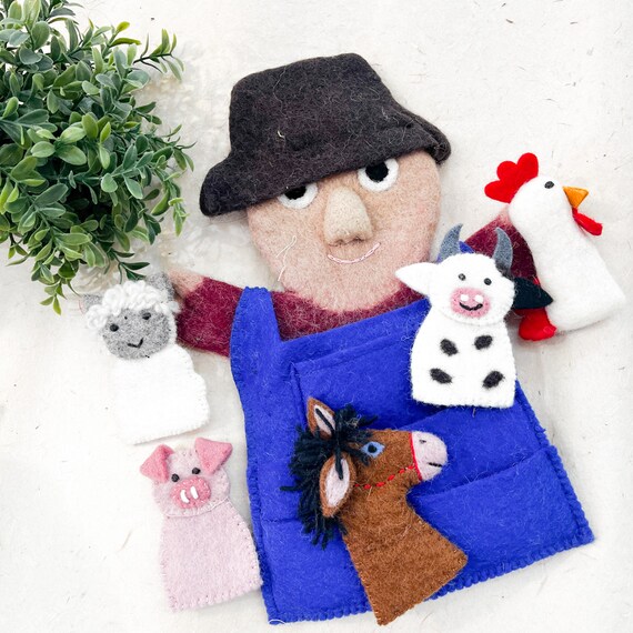 Farmer Bingo Kids Felt Wool Hand Puppet Toy Infant Toddler - Etsy New ...